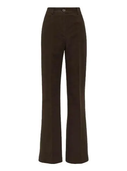 TOTEME High-rise Velour Straight Pants - Brown
