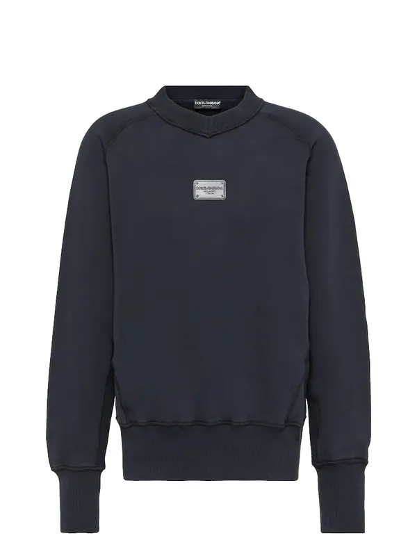 Dolce & Gabbana Logo Cotton Jersey Sweatshirt - Blue