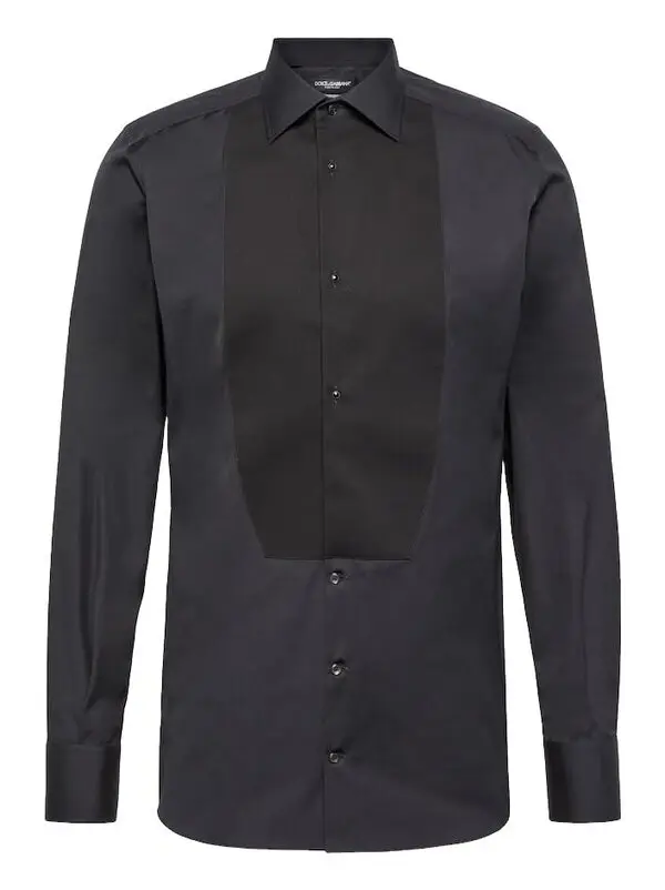 Dolce & Gabbana Plastron Cotton Shirt - Black