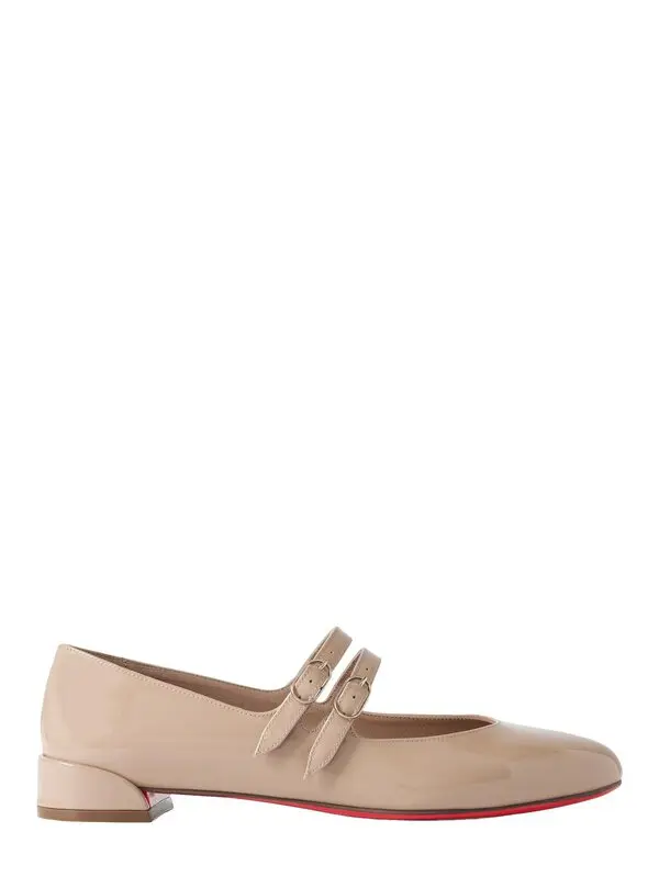 CHRISTIAN LOUBOUTIN Sweet Jane Patent-leather Flats - Neutrals