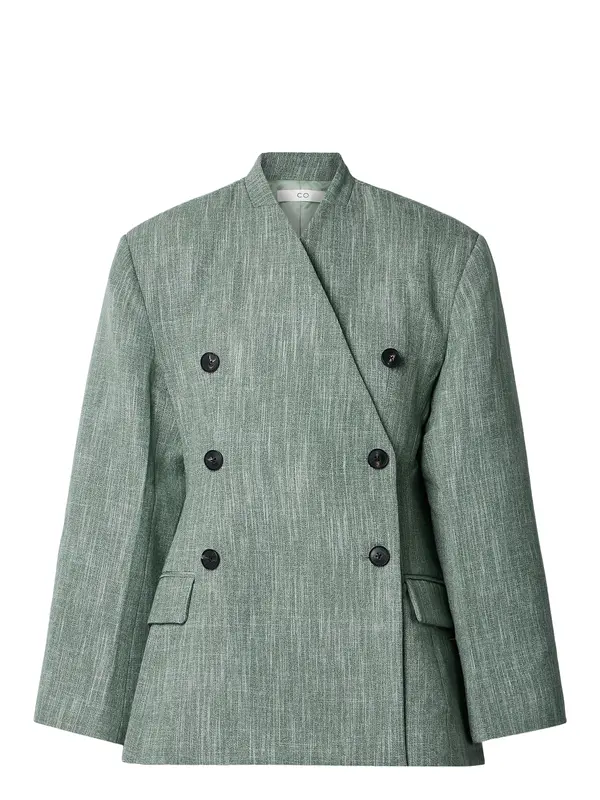 Co Double-breasted Wool-blend Blazer - Green