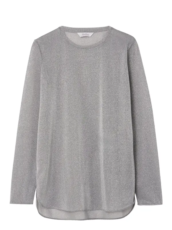 Max Mara Etra Metallic Knitted Top - Gray
