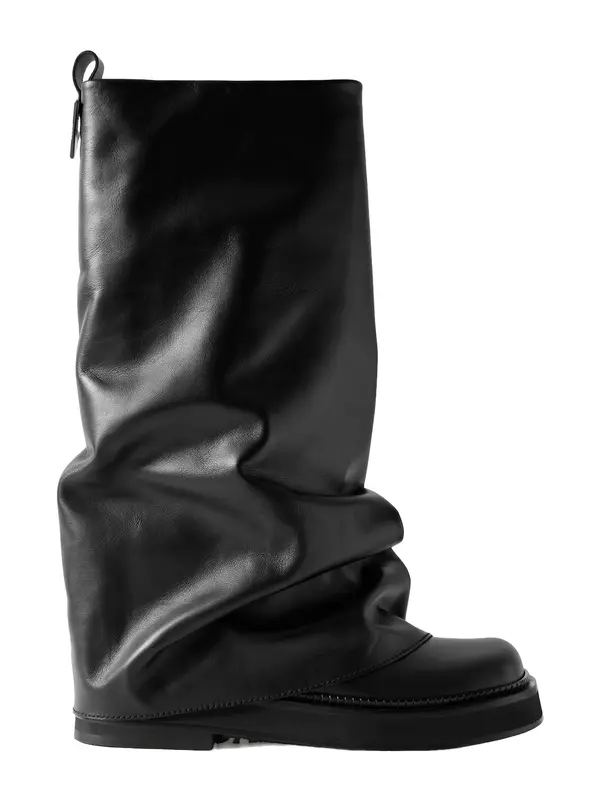 Attico Robin Layered Knee Boots - Black