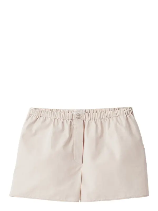 Miu Miu Elasticized Poplin Shorts - Opale