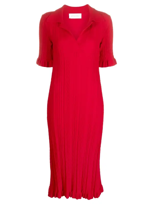 Viktor & Rolf V-neck Knitted Midi Dress - Red