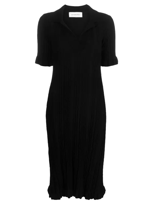 Viktor & Rolf V-neck Knitted Midi Dress - Black