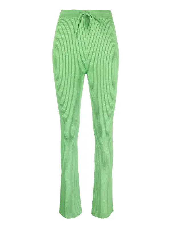 Nanushka Cornelie Ribbed-knit Flared Trousers - Green