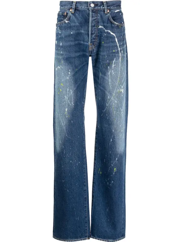 Yohji Yamamoto Paint-splatter Jeans - Blue