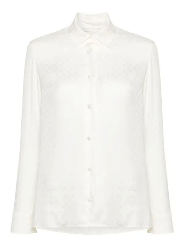 Palm Angels Monogram-jacquard Silk Shirt - White