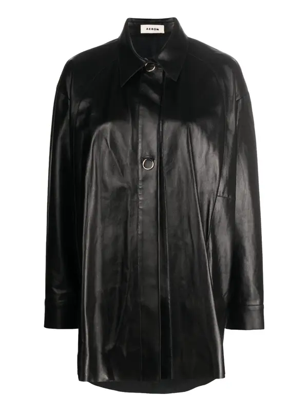 AERON Feather Leather Shirt - Black