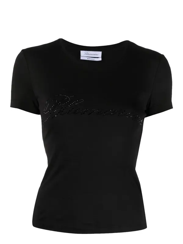 Blumarine Logo-embellished Cotton T-shirt - Black