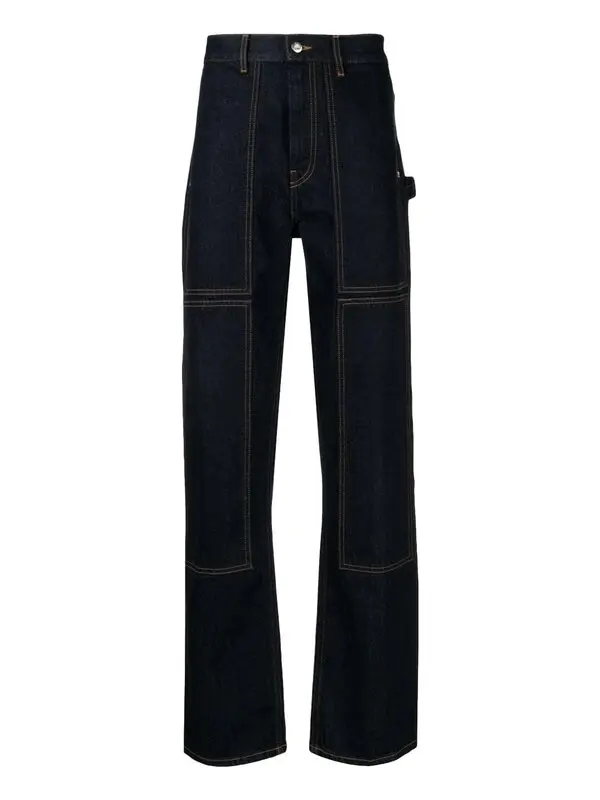 Helmut Lang Contrast-stitching Straight-leg Jeans - Blue