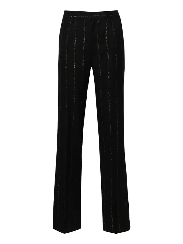 Alessandra Rich Lurex Pinstriped Trousers - Black