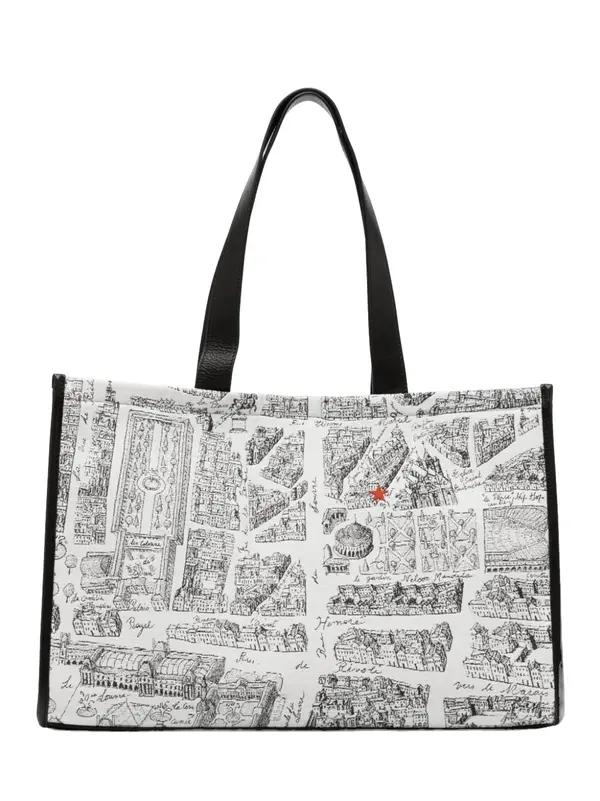 AGNÈS B. Map Of Paris Screen-print Tote Bag - White