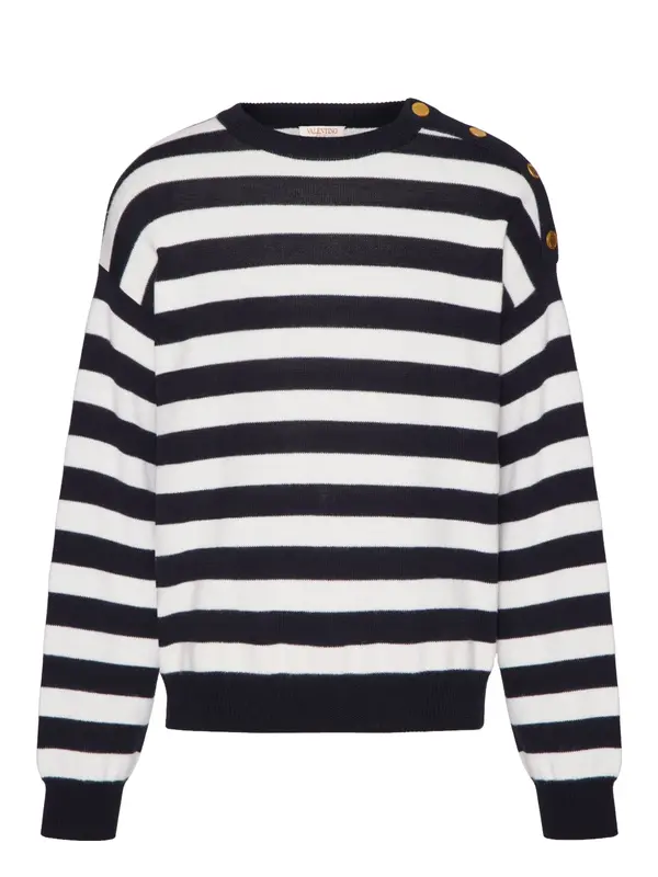 Valentino Garavani Striped Crew-neck Jumper - Black