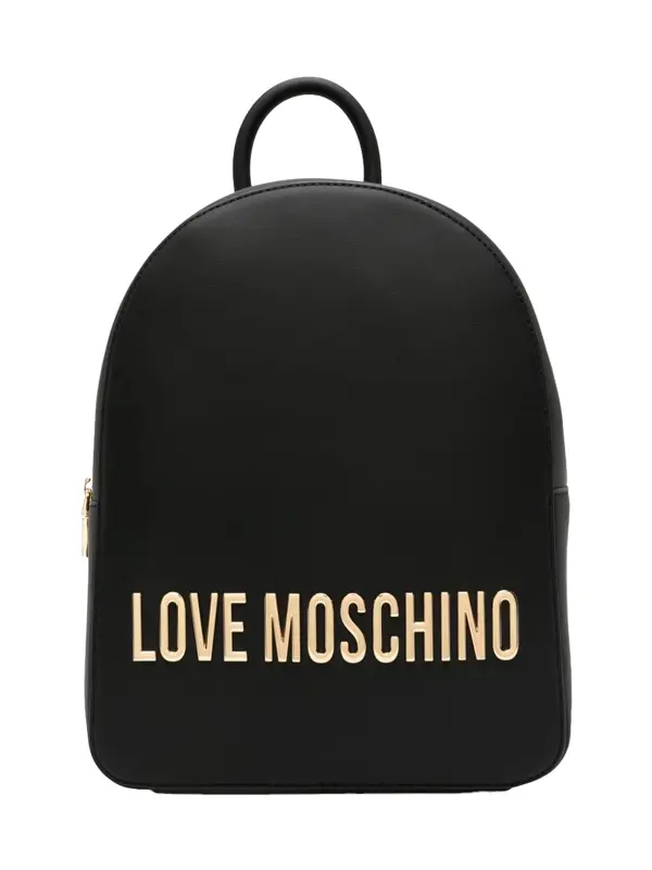 Moschino Logo-plaque Leather Backpack - Black