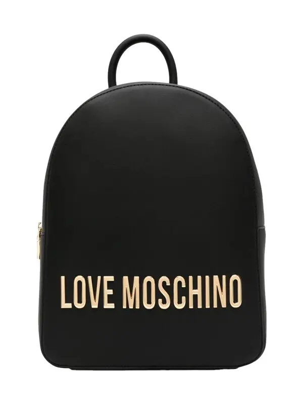 Moschino Logo-plaque Leather Backpack - Black