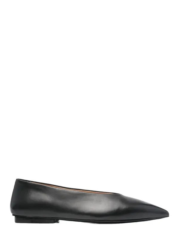 Marsèll Ago Pointed-toe Leather Ballet Flats - Black