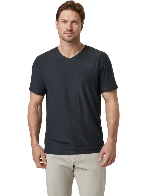 Vuori Strato Tech V-neck T-shirt - Charcoal Heather