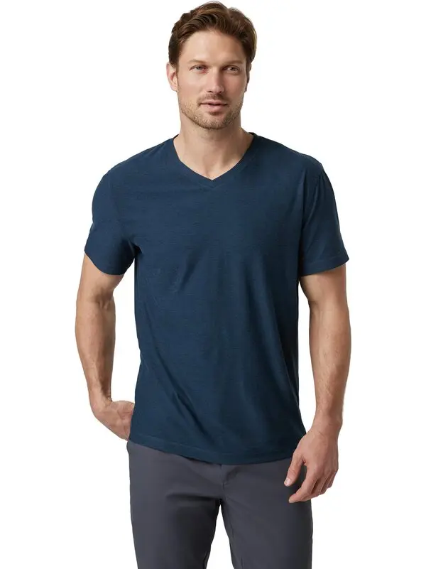 Vuori Strato Tech V-neck T-shirt - Navy Heather
