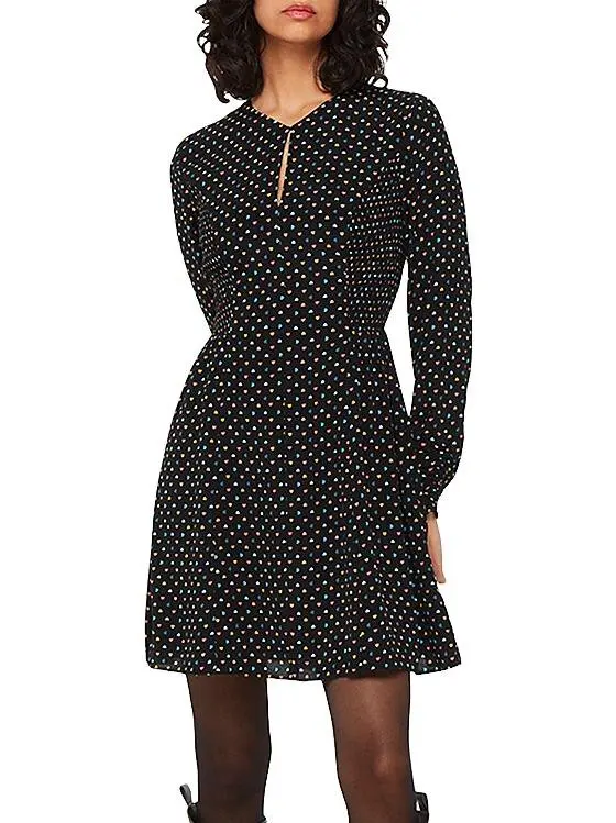 Whistles Heart Print Mini Dress - Black/multi
