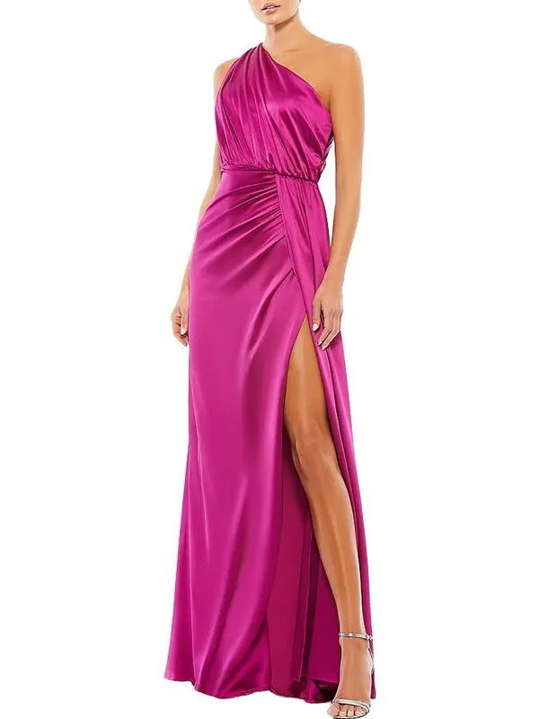 Mac Duggal Draped One-shoulder Gown - Berry