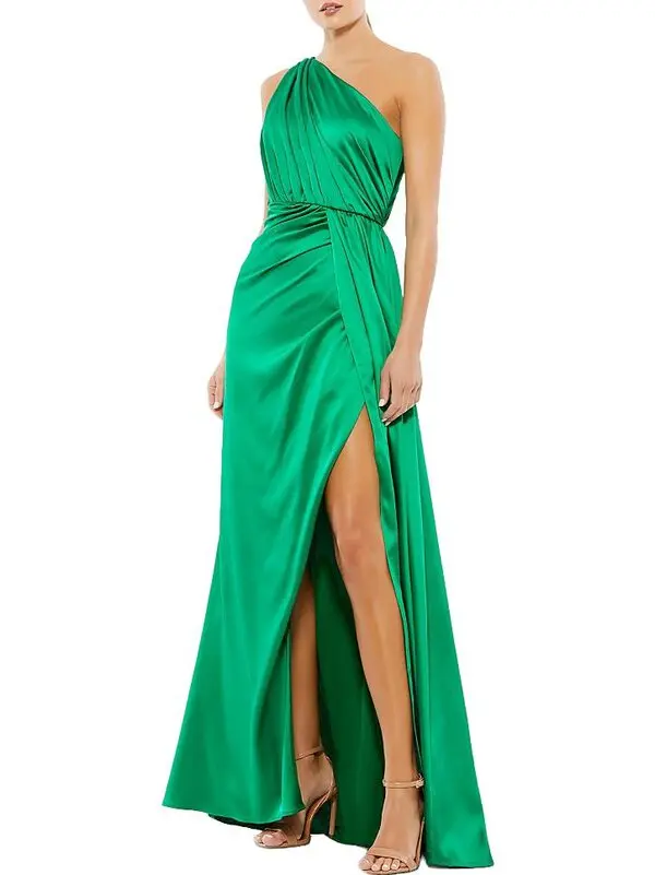 Mac Duggal Draped One-shoulder Gown - Emerald