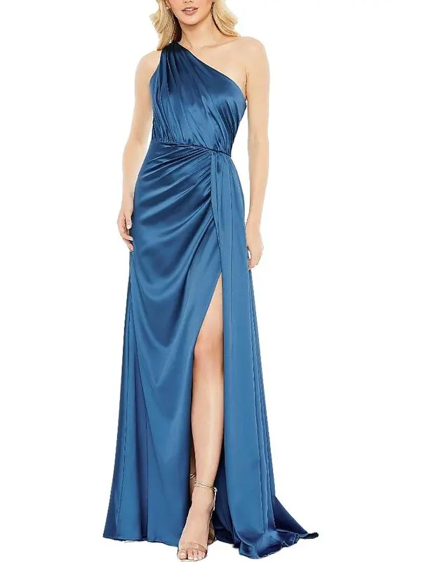 Mac Duggal Draped One-shoulder Gown - Ocean Blue
