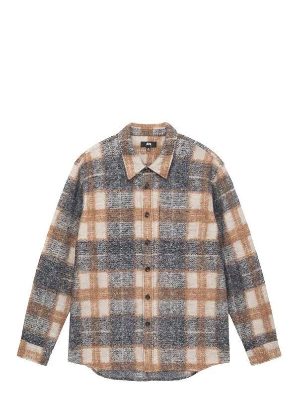 StÜssy Plaid Knit Shirt 'navy - Blue
