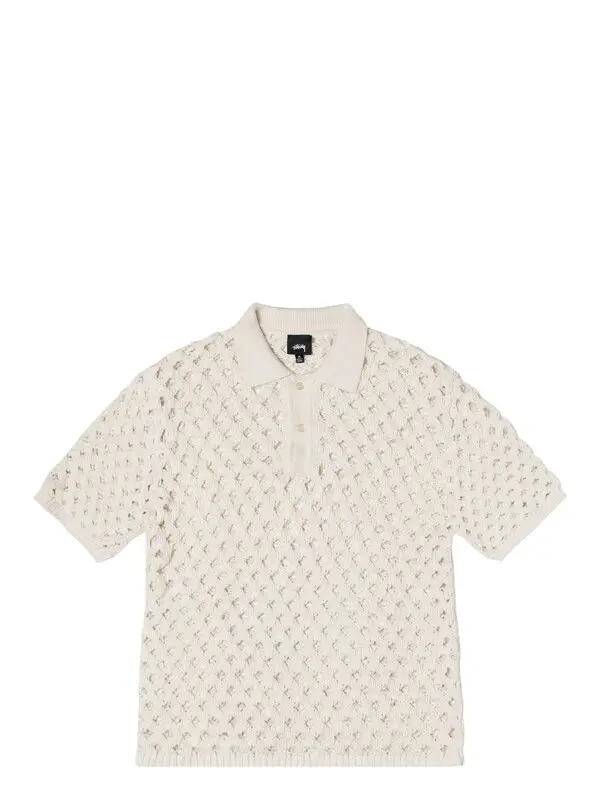 StÜssy Big Mesh Polo Sweater 'ivory - Cream