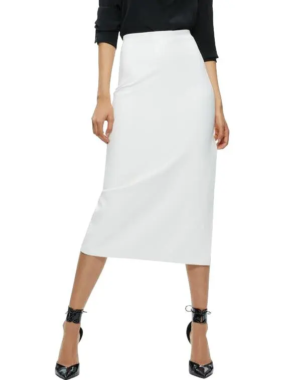 Alice + Olivia Maeve Faux Leather Midi Skirt - Off White