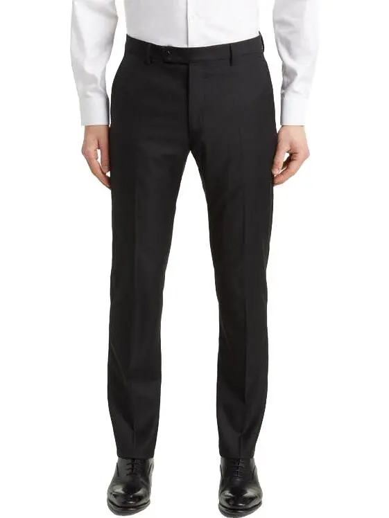 Zanella Noah Classic Serge Wool Straight Leg Pants - Black 1