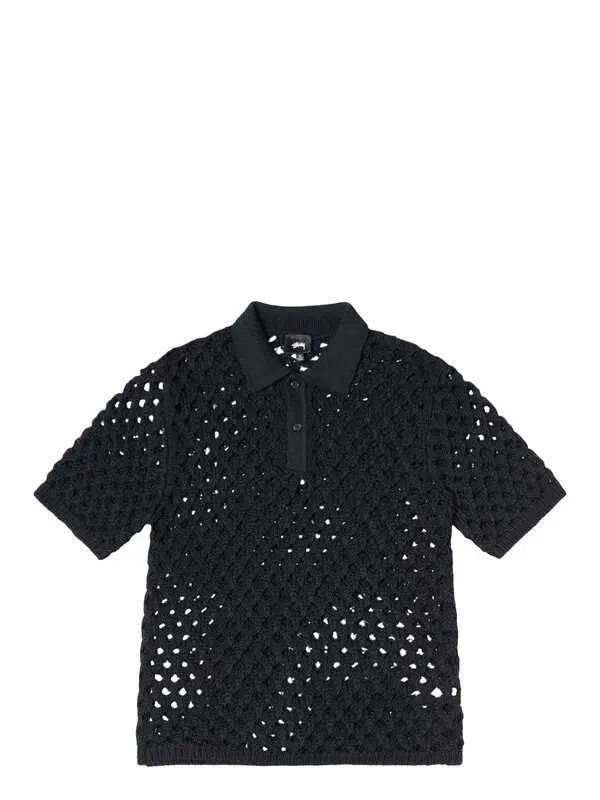 StÜssy Big Mesh Polo Sweater - Black