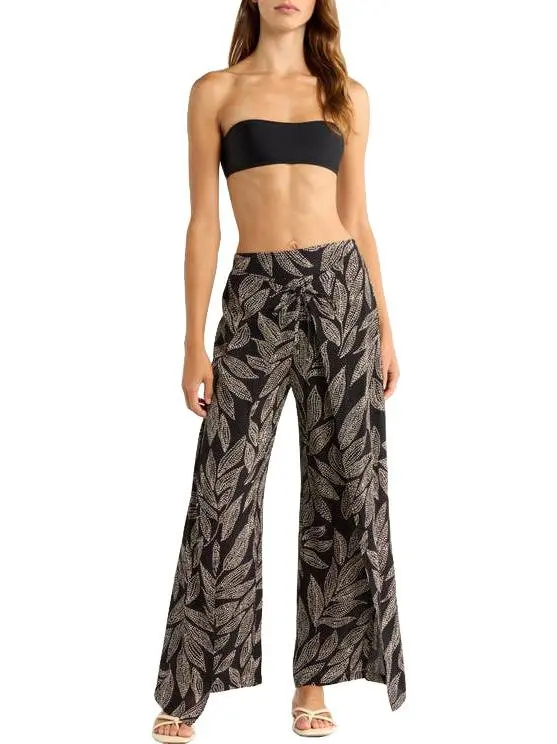 Elan Print Cover-up Wrap Pants - Black Catagena Print