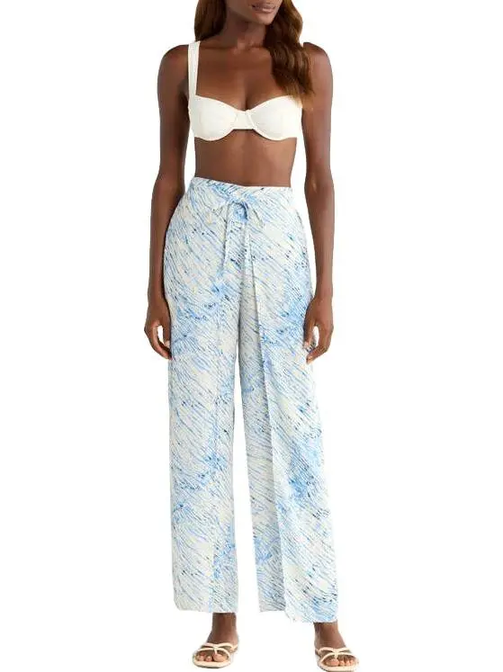 Elan Print Cover-up Wrap Pants - Blue Sahara