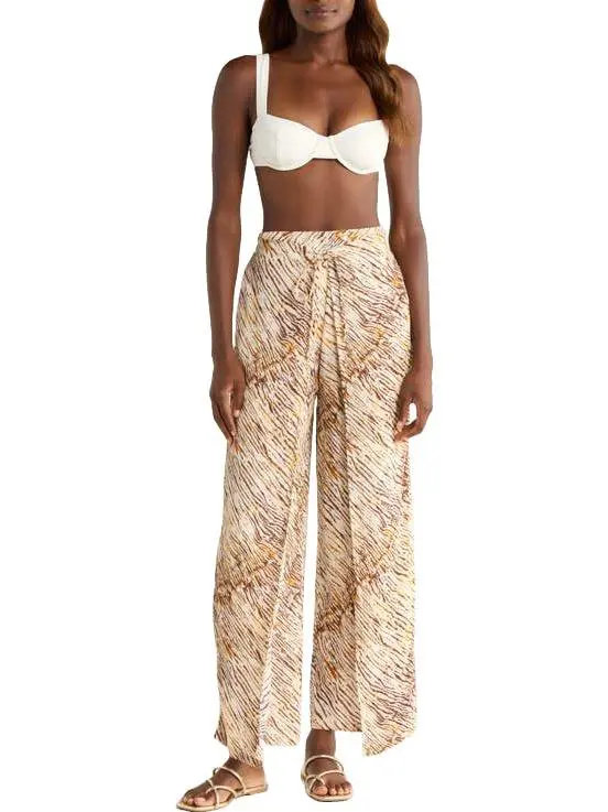 Elan Print Cover-up Wrap Pants - Neutral Sahara