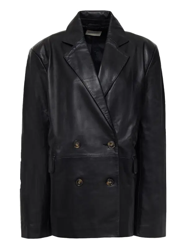Loulou De Saison Davao Double-breasted Leather Blazer - Black
