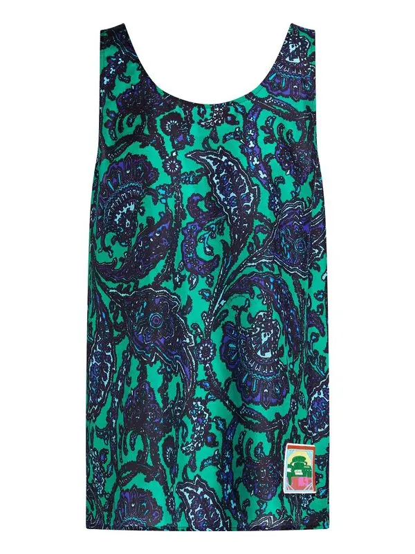 Zimmermann Printed Silksatin Tank - Green