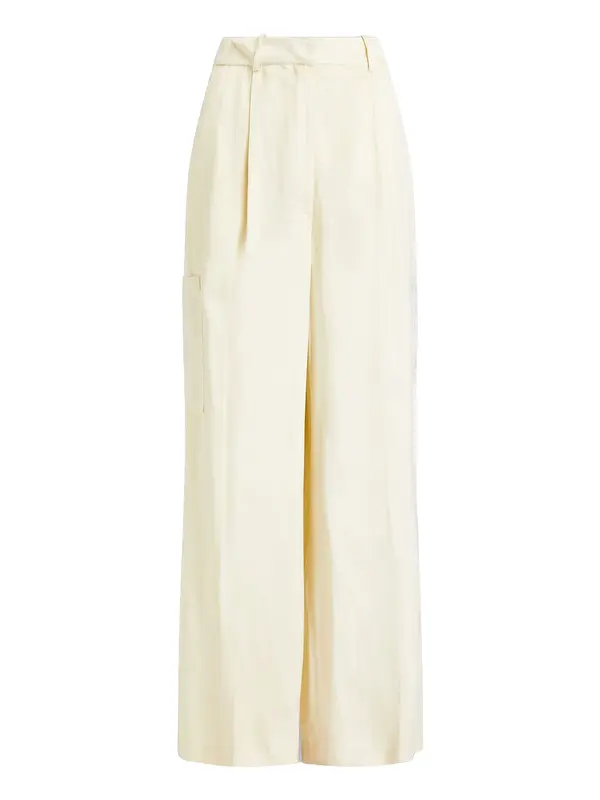 Loulou De Saison Loulou Studio Carmel Pleated Satin Cargo Pants - Ivory