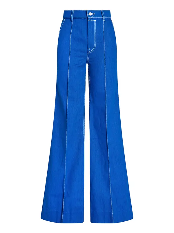 Zimmermann Embroidered High-rise Flared Jeans - Bright Blue