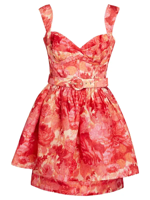 Zimmermann Belted Floral-print Mini Dress - Red