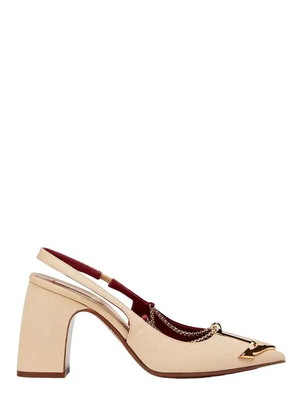 Zimmermann Embellished Canvas Slingback Pumps - Sand