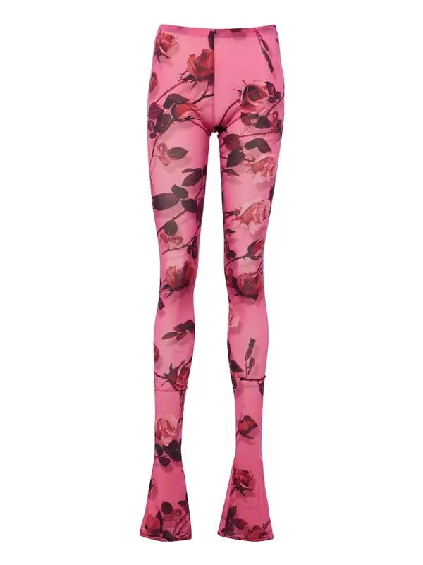 Blumarine Semi-sheer Printed Leggings - Purple