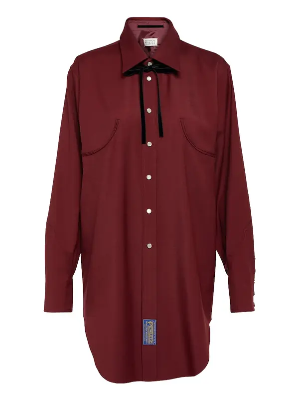 MAISON MARGIELA Reversible Wool Gabardine Shirt - Red