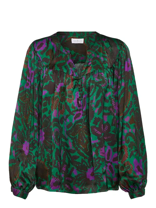 Velvet By Graham & Spencer Reeve Printed Satin Blouse - Multicoloured