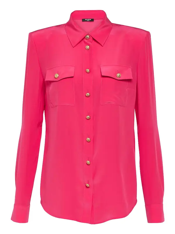 Balmain Silk Crêpe De Chine Shirt - Pink