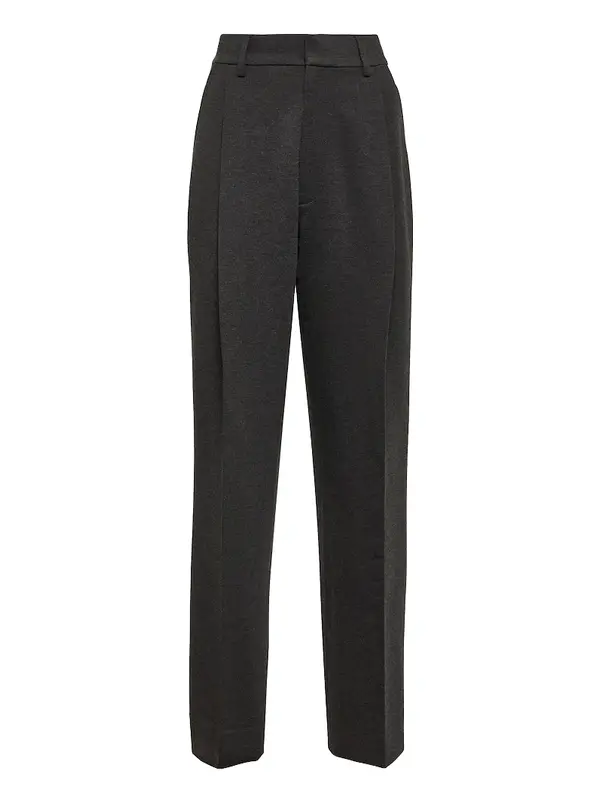 Victoria Beckham Pleated Straight Pants - Grey