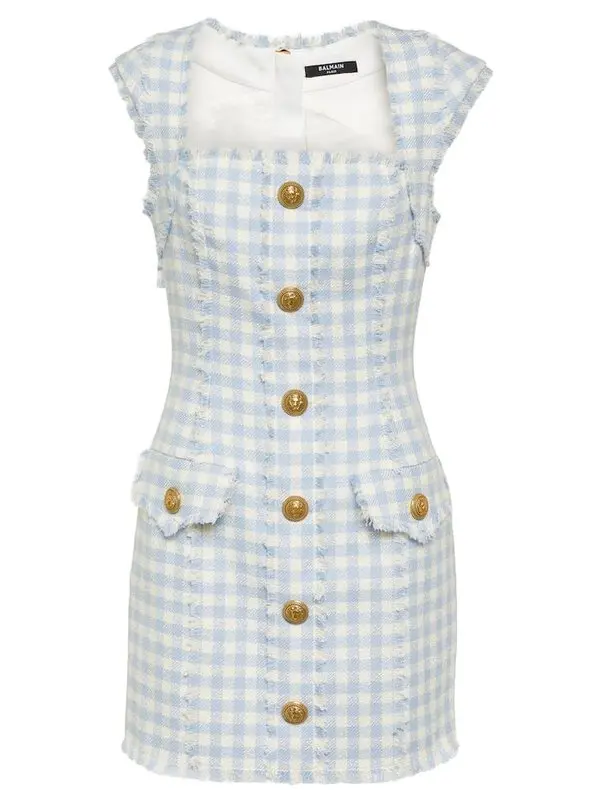 Balmain Gingham Tweed Minidress - Multicoloured