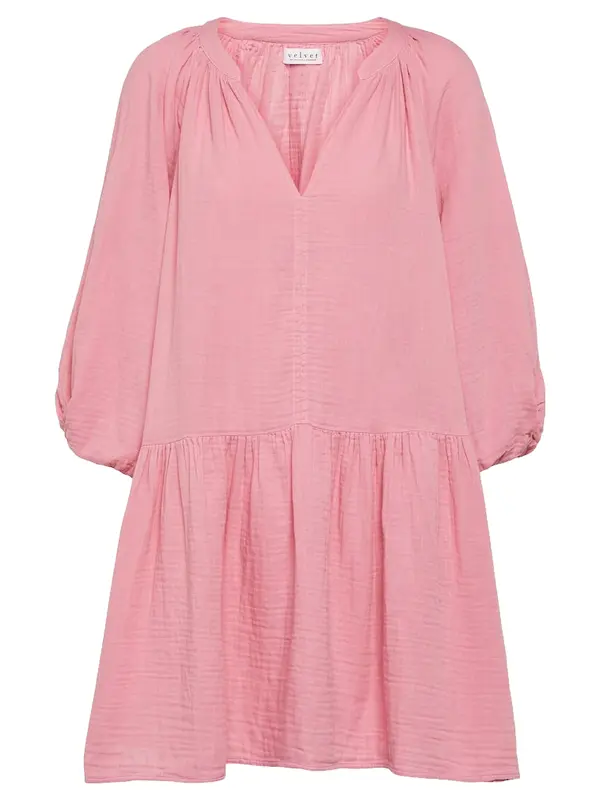 Velvet By Graham & Spencer Nica Cotton Gauze Minidress - Pink