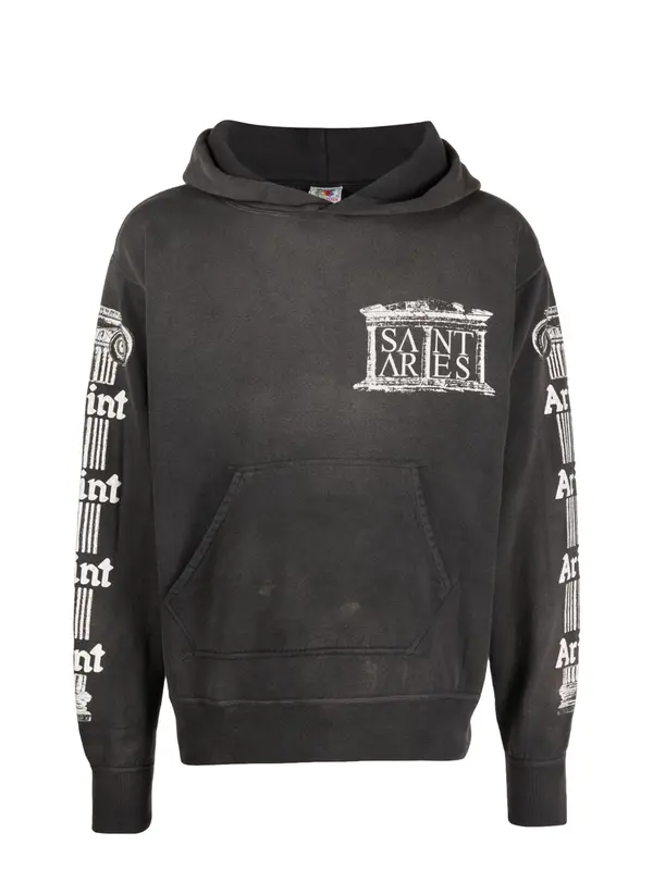 SAINT MXXXXXX Logo-print Cotton Hoodie - Grey